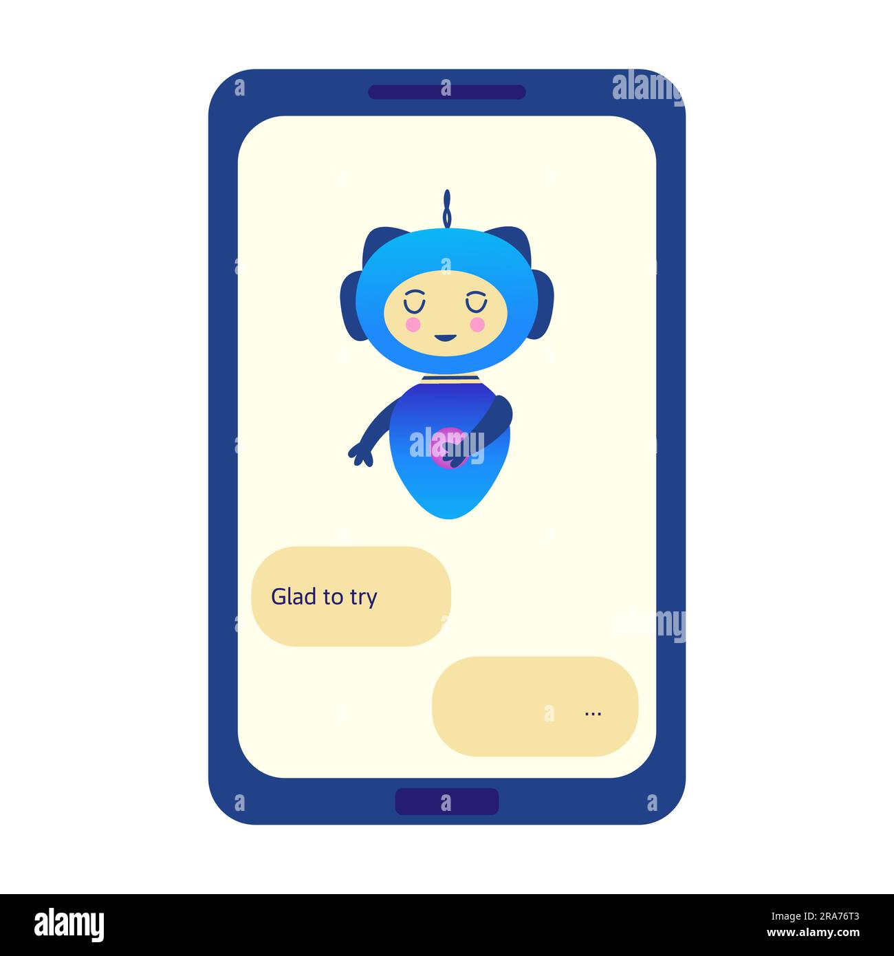 Chatbot On Phone Bows And Says Glad To Try Question Answering Virtual Assistant Artificial
