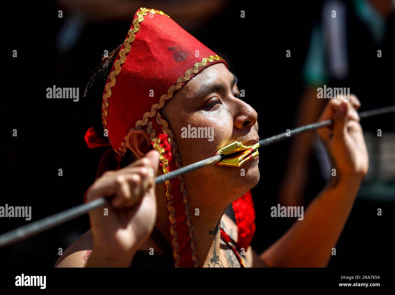 Kuala Lumpur, Malaysia. 01st July, 2023. A devotee is pierced through ...