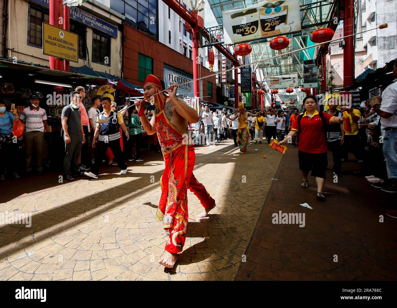 Kuala Lumpur, Malaysia. 01st July, 2023. A devotee is pierced through ...