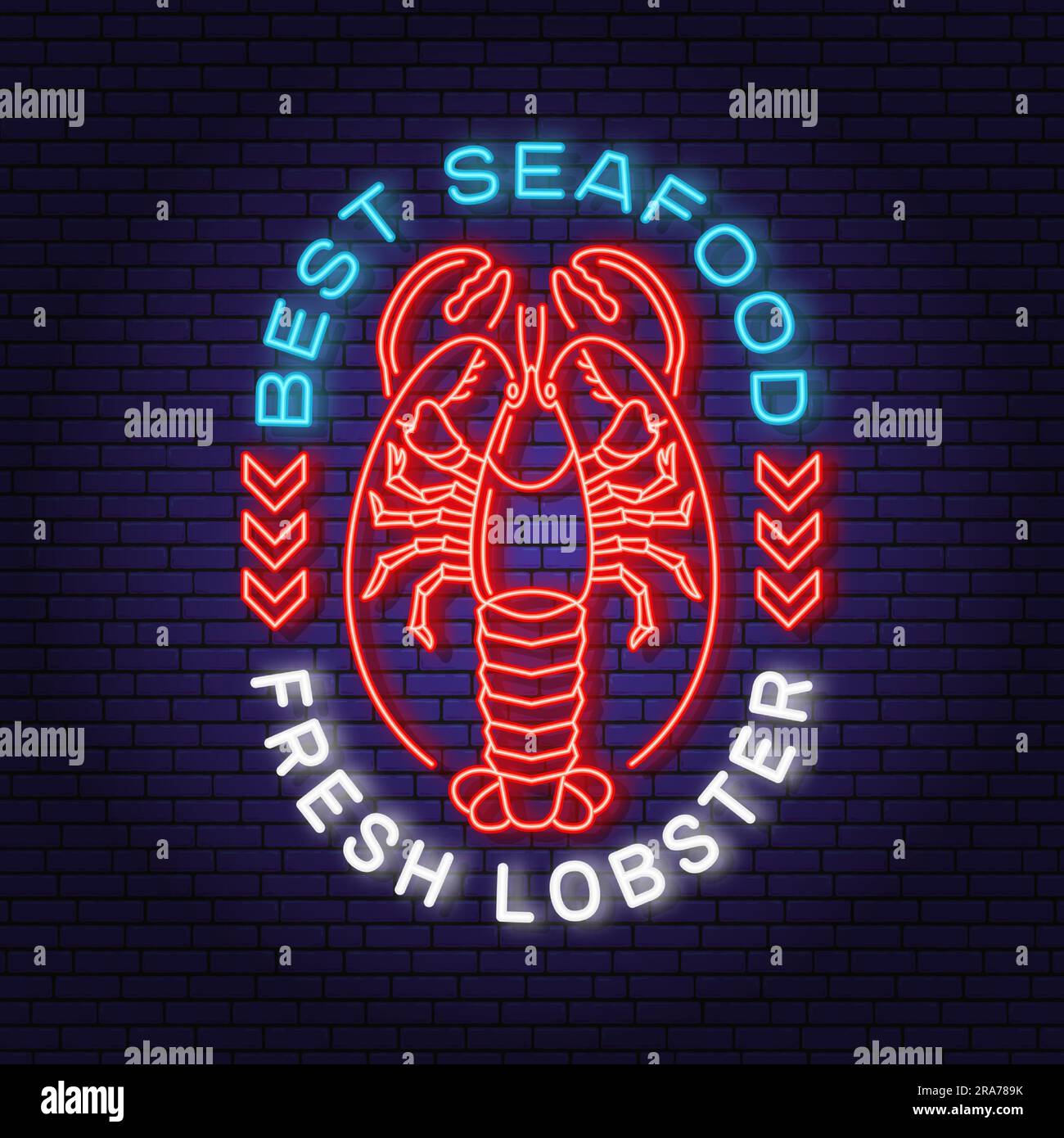 Best seafood. Fresh lobster neon sign. Vector illustration. For seafood ...