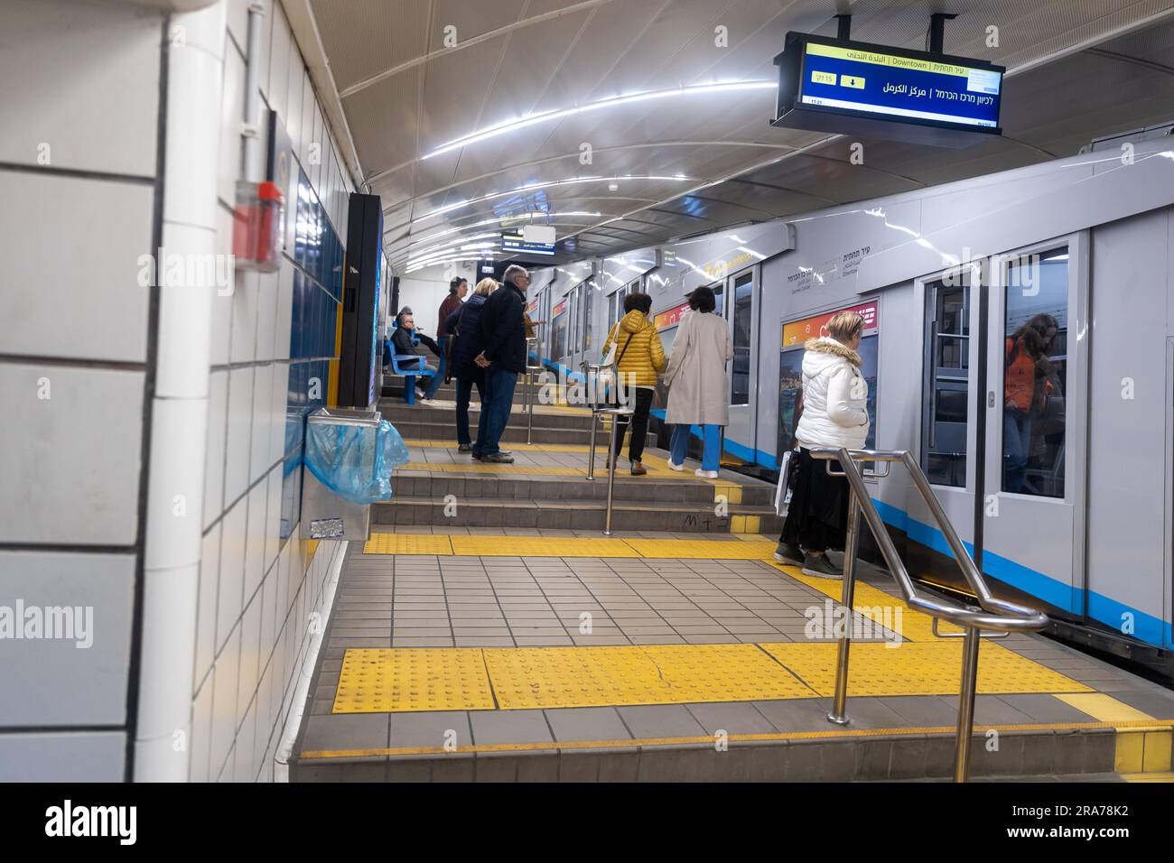 HAIFA, ISRAEL - March 08, 2023: Platform of the Carmelite train ...