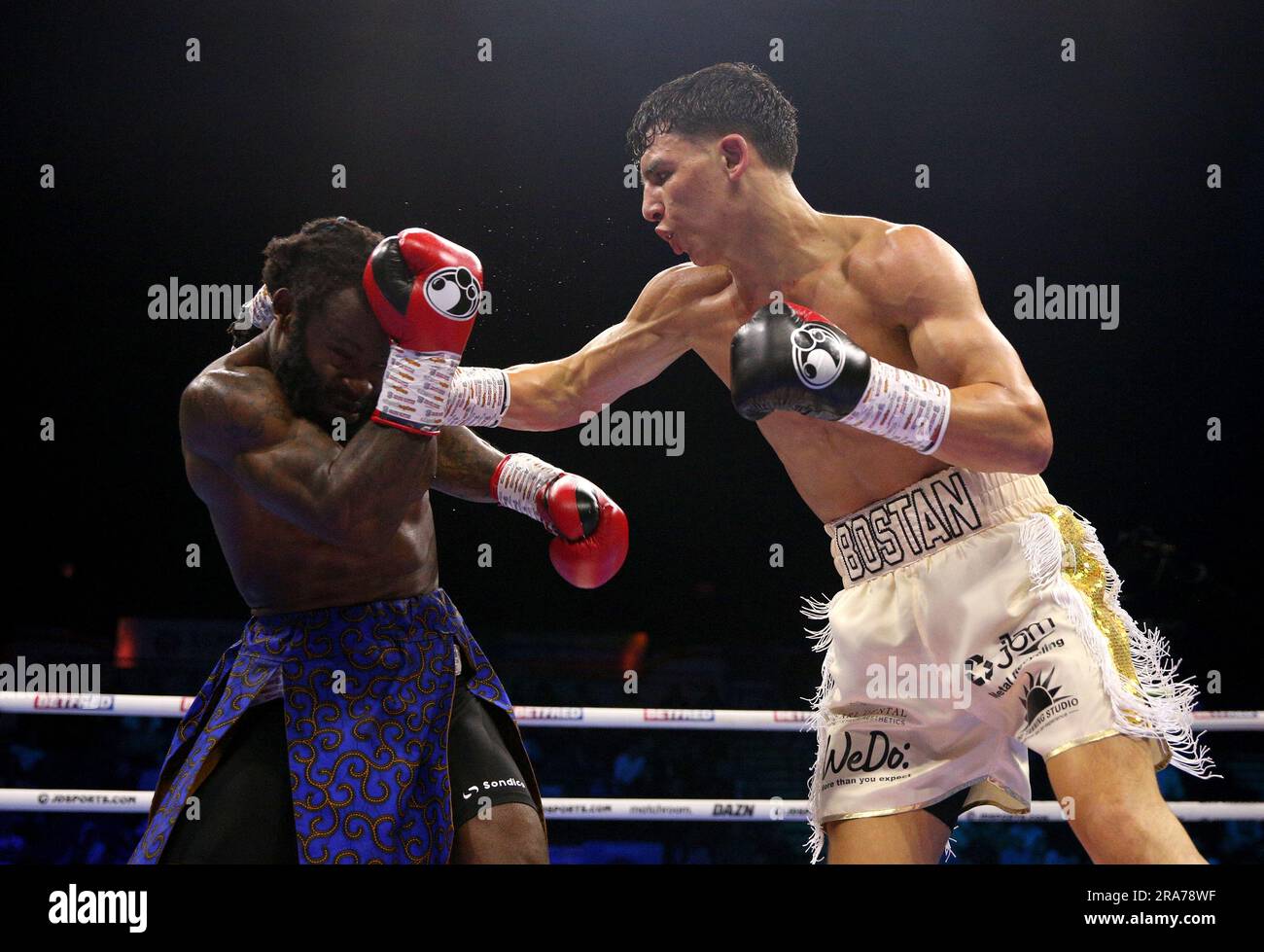 Ryan Amos (left) and Junaid Bostan in action during their Super ...