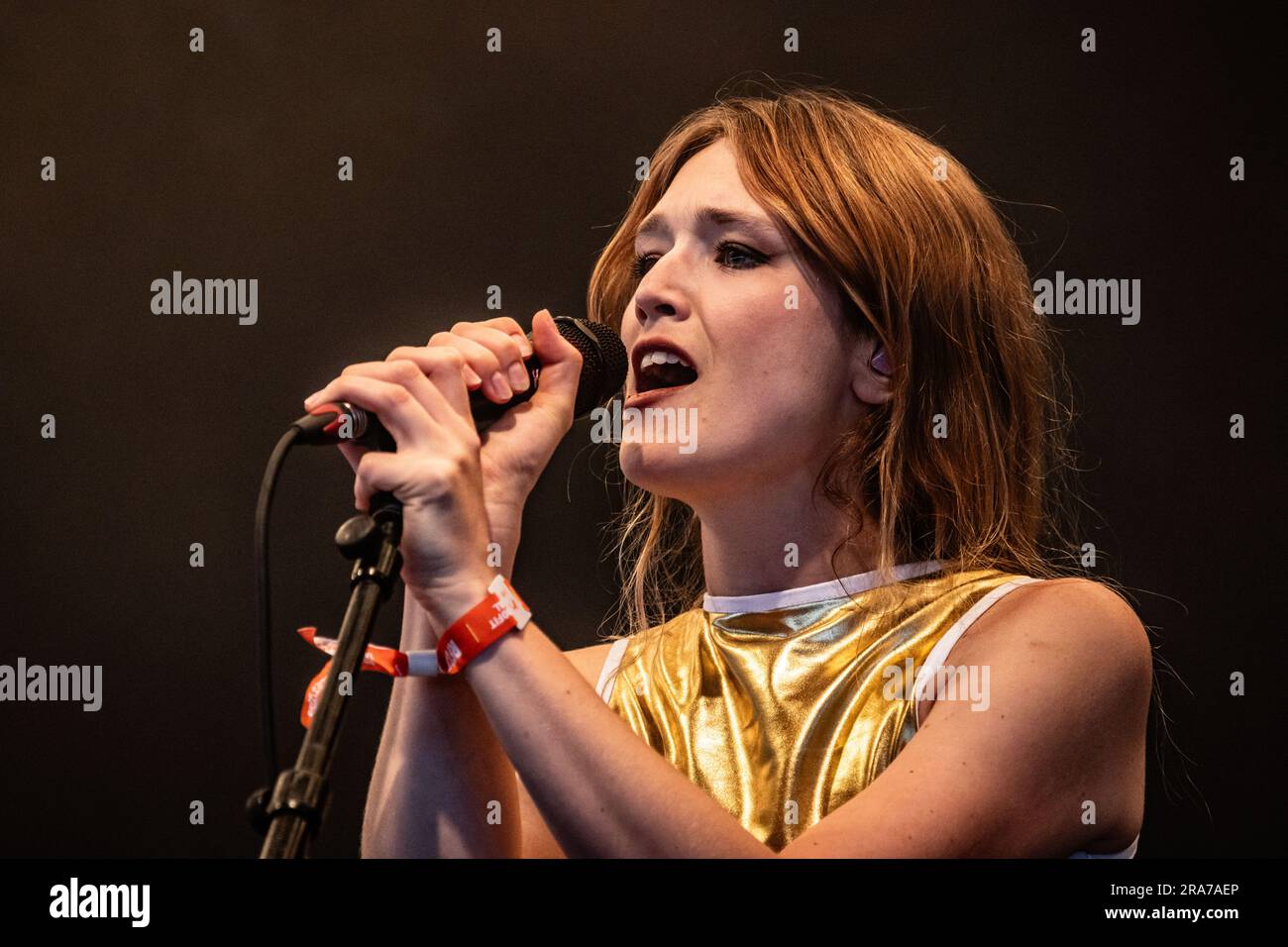 Roskilde, Denmark. 30th June, 2023. The English duo Jockstrap performs ...