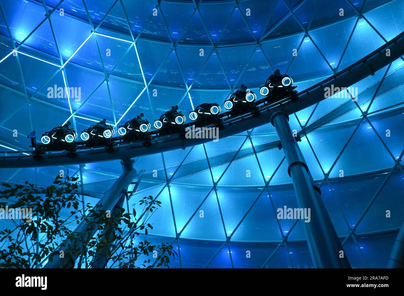 ORLANDO, USA, MAY 9TH 2023: People riding the Tron Lightcycle ...