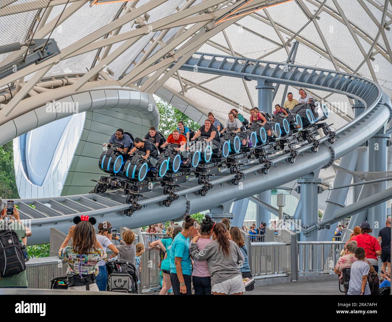 ORLANDO, USA, APRIL 30TH 2023: People riding the Tron Lightcycle ...