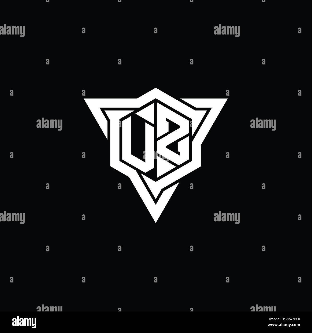 UZ Letter Logo monogram hexagon shape with triangle outline sharp slice ...