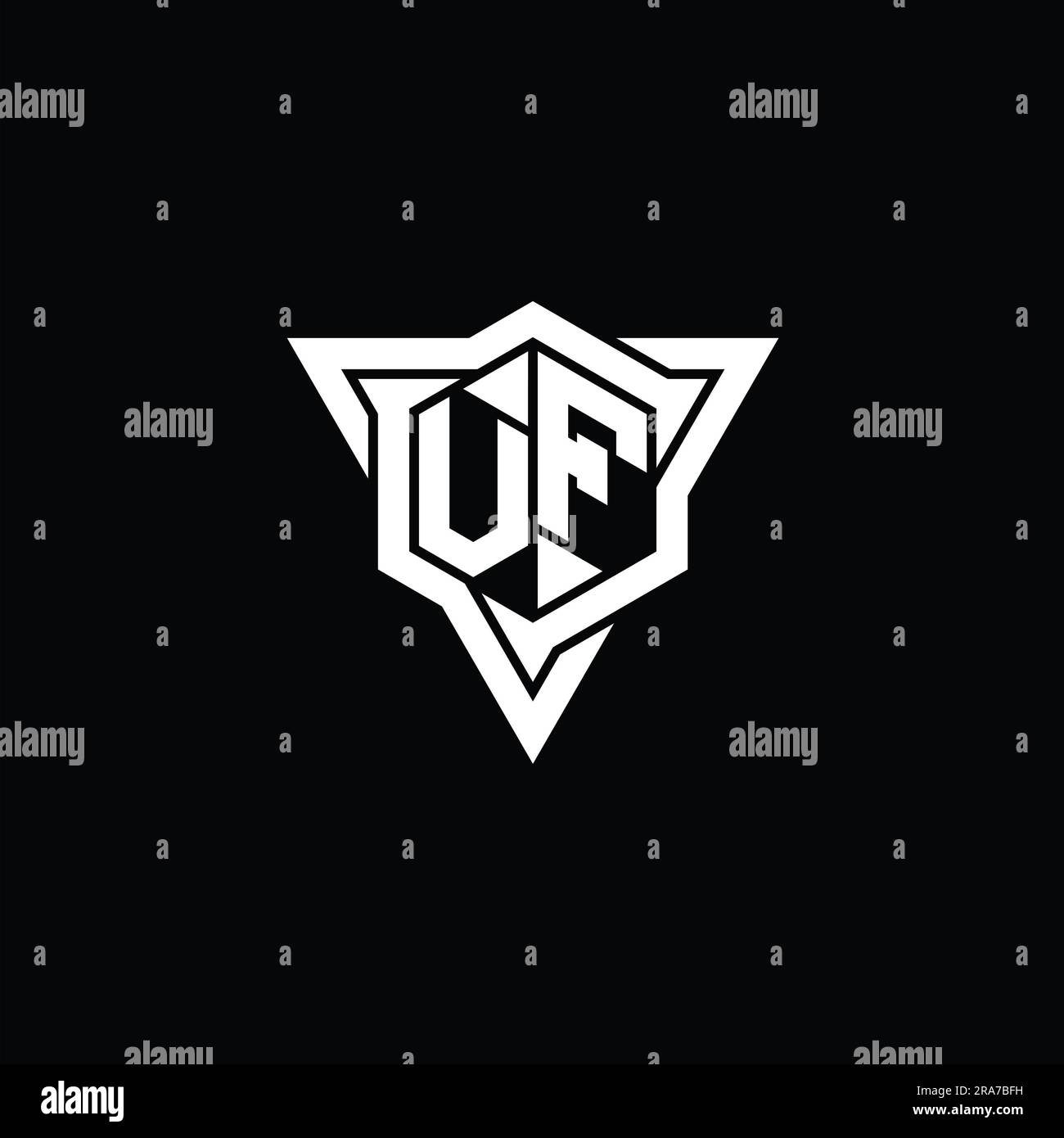 VF Letter Logo monogram hexagon shape with triangle outline sharp slice ...