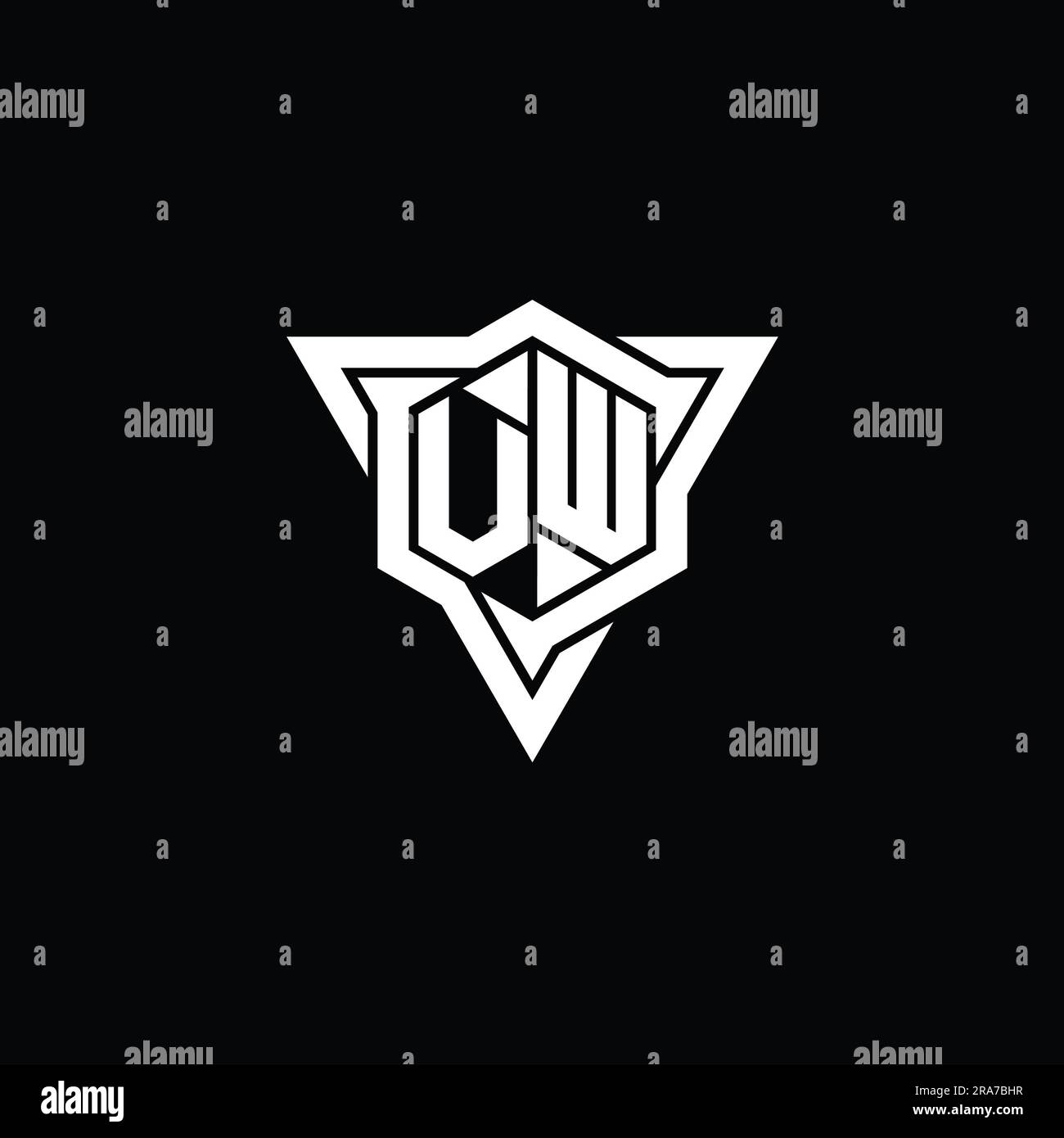 Vw Letter Logo Monogram Hexagon Shape With Triangle Outline Sharp Slice Style Design Template