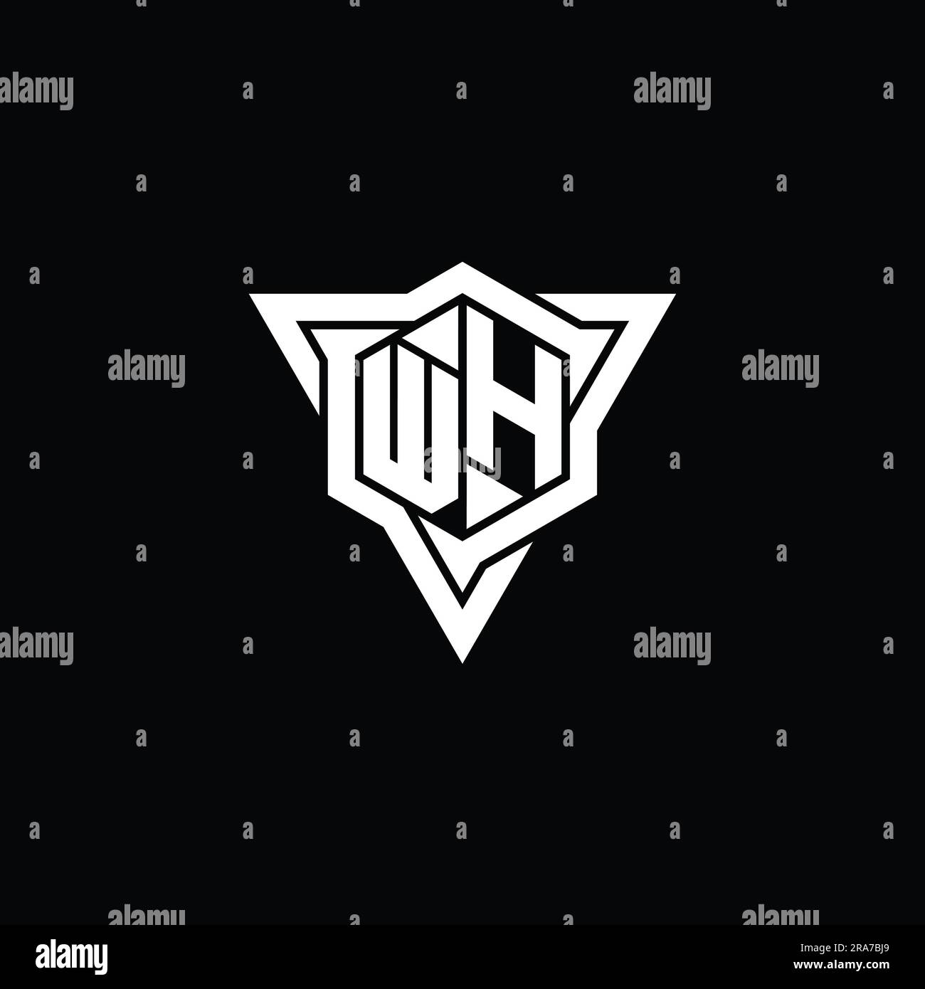 WH Letter Logo monogram hexagon shape with triangle outline sharp slice ... WH Letter Logo monogram hexagon shape with triangle outline sharp slice ...
