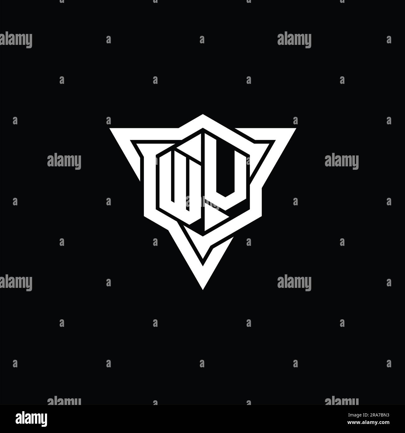 Wv Letter Logo Monogram Hexagon Shape With Triangle Outline Sharp Slice Style Design Template