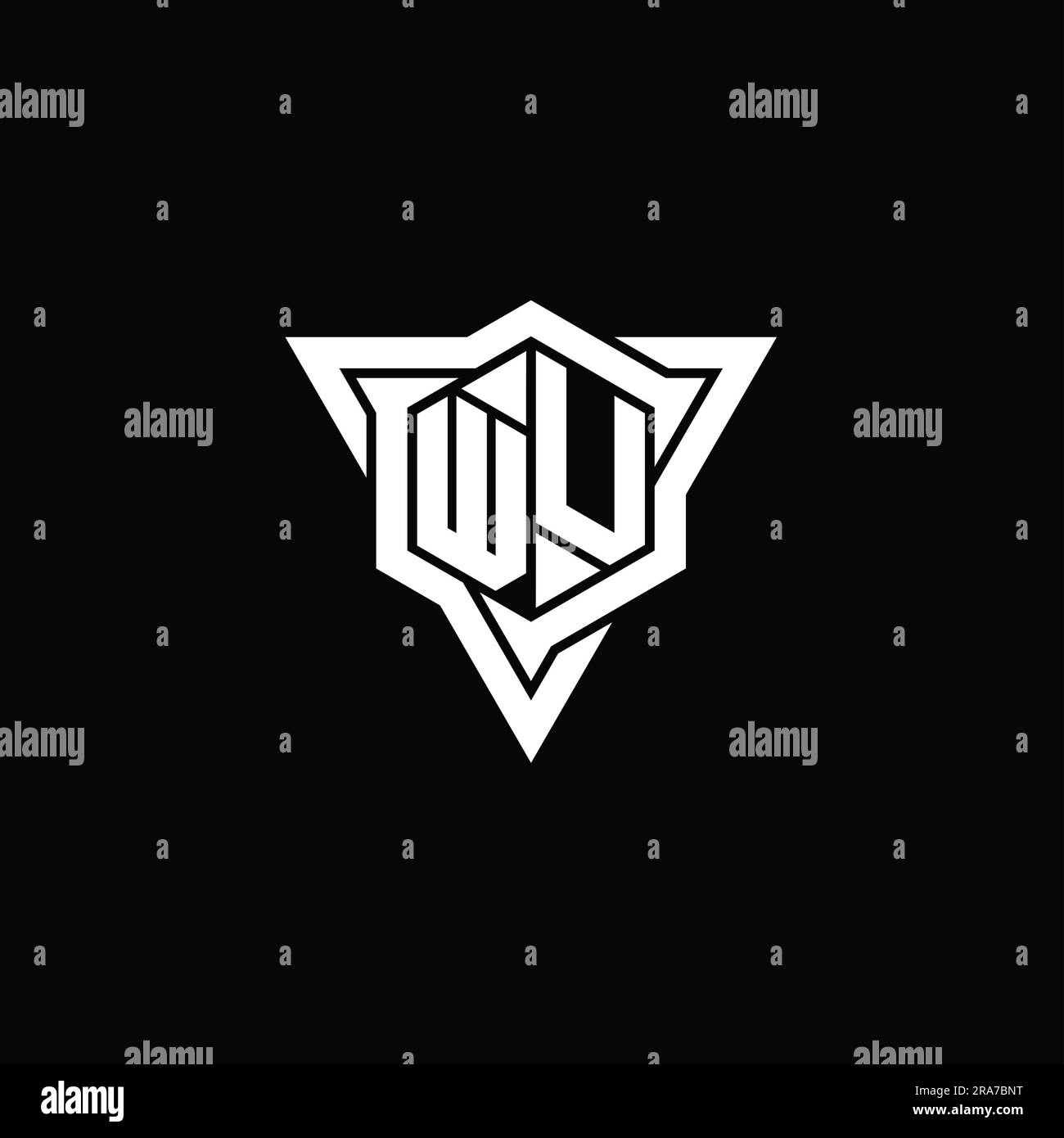 WU Letter Logo monogram hexagon shape with triangle outline sharp slice ... WU Letter Logo monogram hexagon shape with triangle outline sharp slice ...