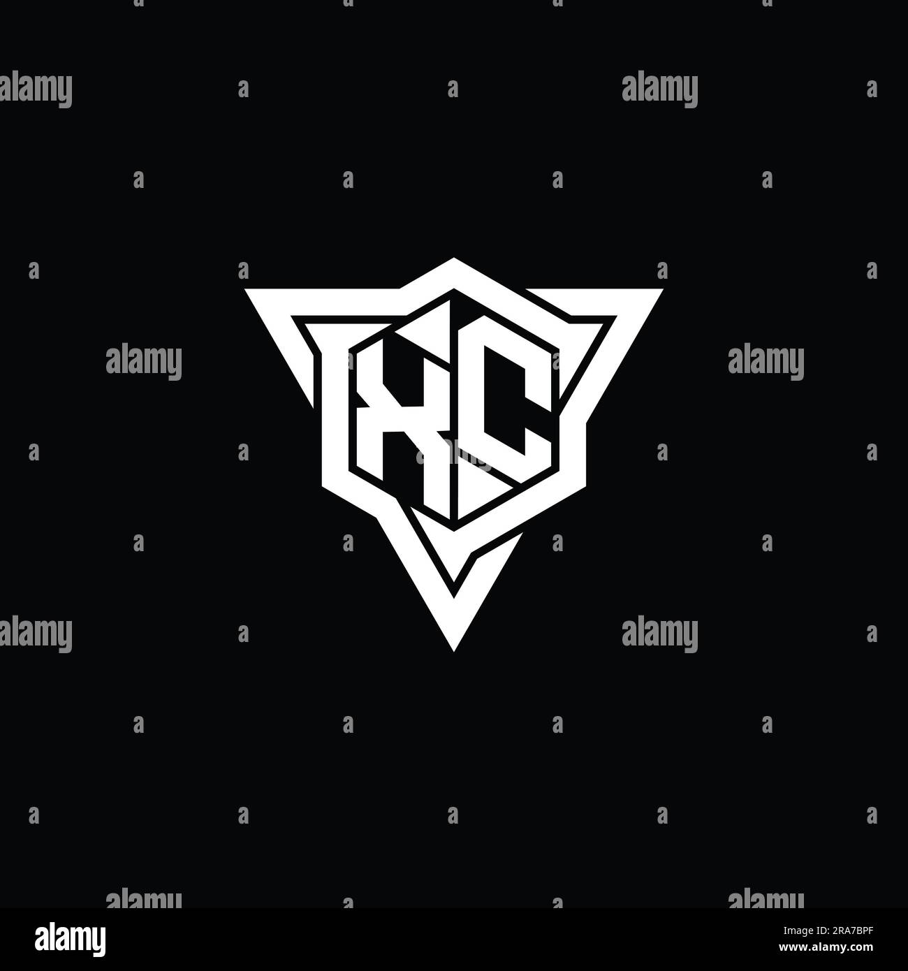 Xc Letter Logo Monogram Hexagon Shape With Triangle Outline Sharp Slice Style Design Template