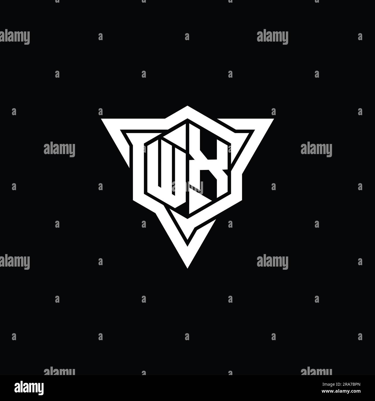 Wx Letter Logo Monogram Hexagon Shape With Triangle Outline Sharp Slice Style Design Template