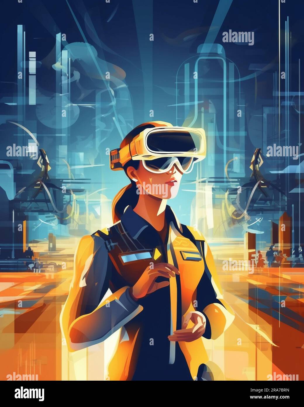 Black woman engineer uses augmented mixed virtual reality integrate ...