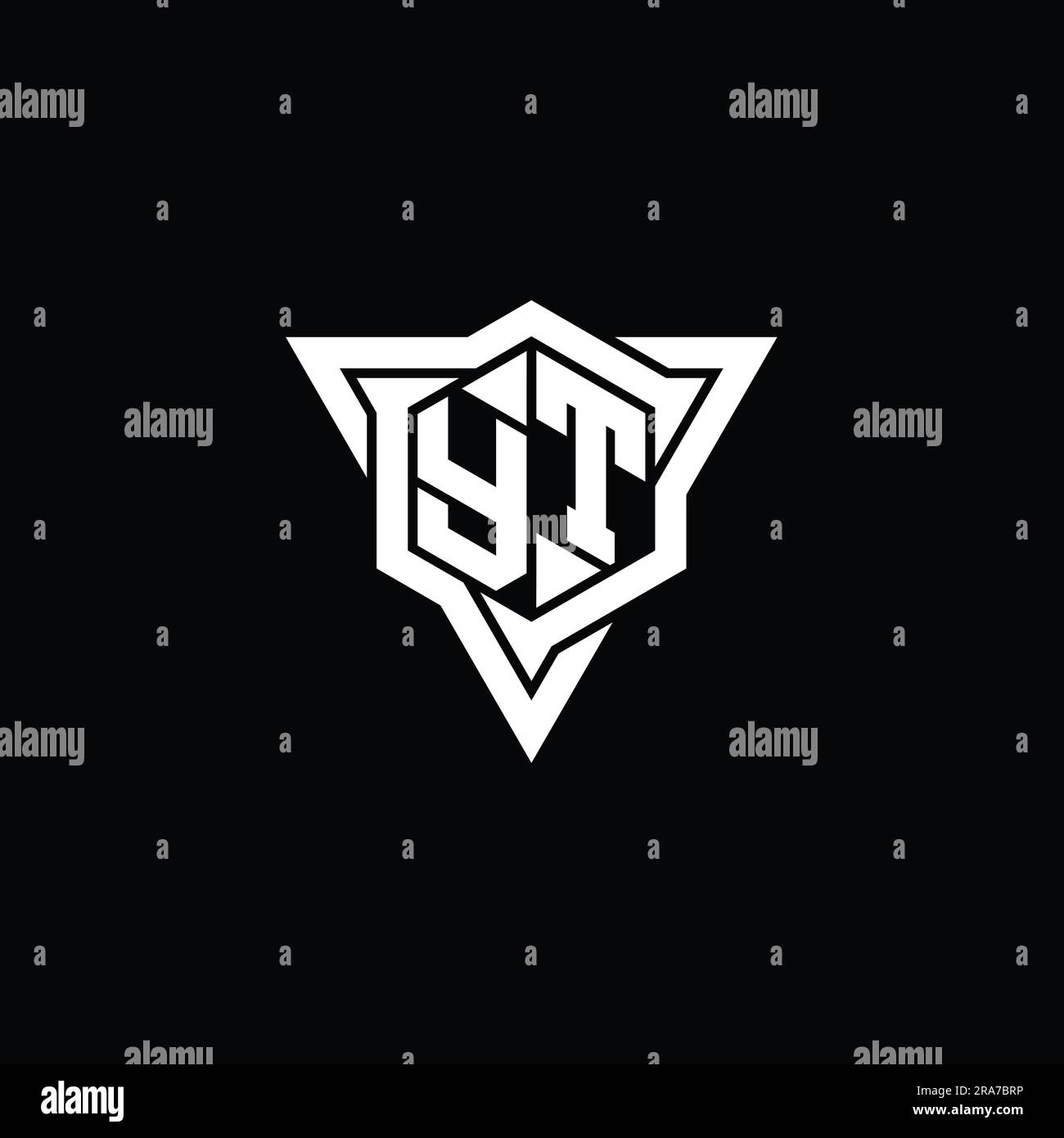 YT Letter Logo monogram hexagon shape with triangle outline sharp slice ...