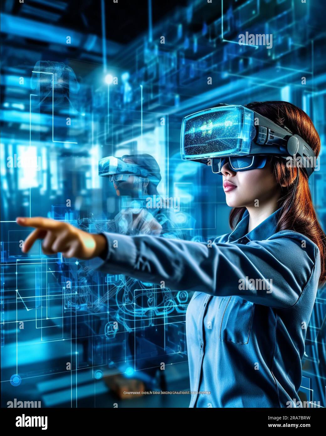 Black woman engineer uses augmented mixed virtual reality integrate ...