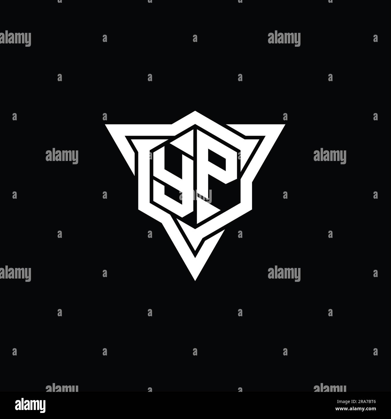 YP Letter Logo monogram hexagon shape with triangle outline sharp slice ...