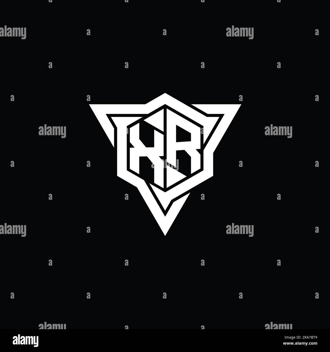 Xr Letter Logo Monogram Hexagon Shape With Triangle Outline Sharp Slice Style Design Template