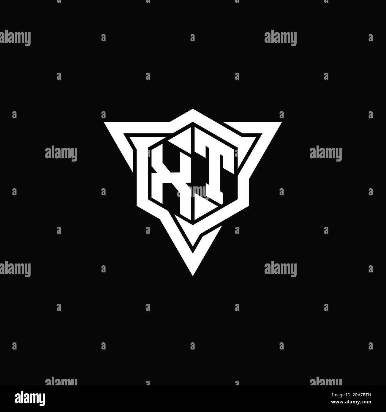 Xt Letter Logo Monogram Hexagon Shape With Triangle Outline Sharp Slice Style Design Template