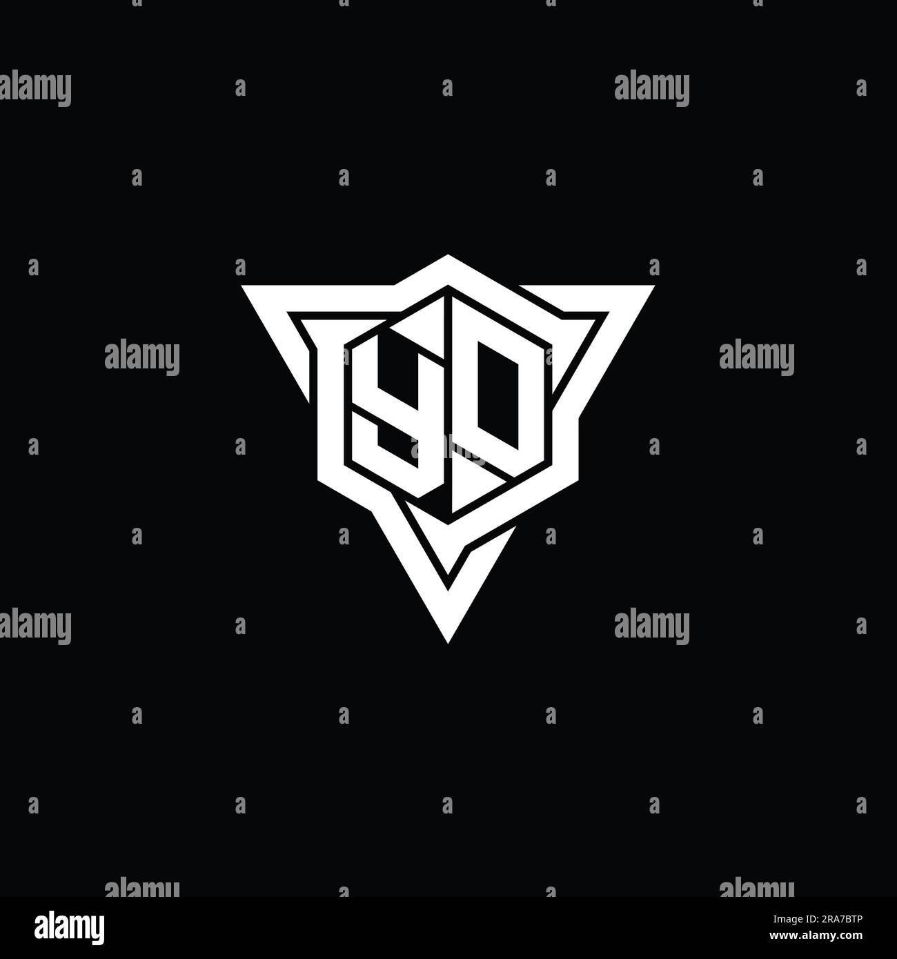 Yd Letter Logo Monogram Hexagon Shape With Triangle Outline Sharp Slice Style Design Template