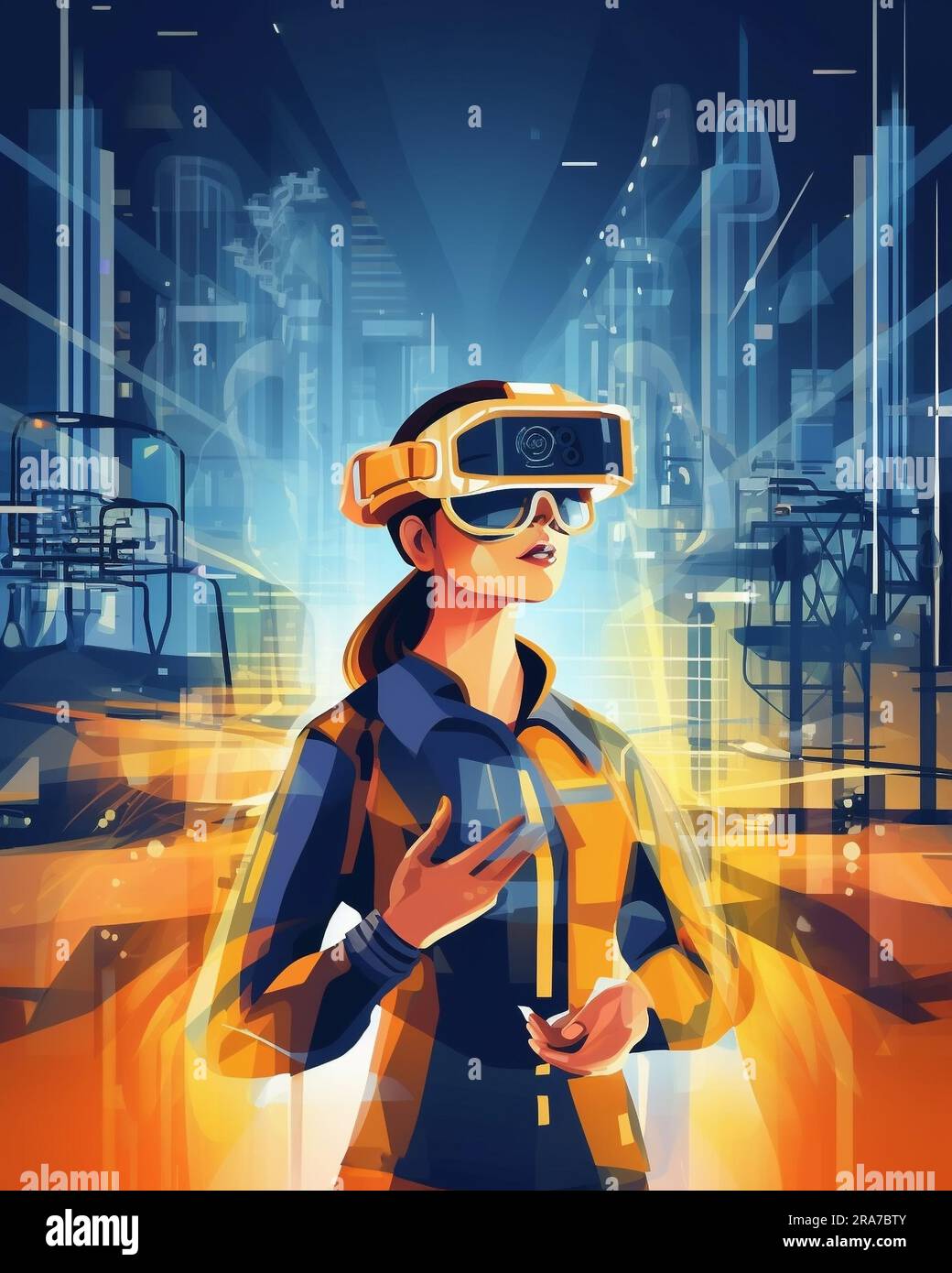 Black woman engineer uses augmented mixed virtual reality integrate ...