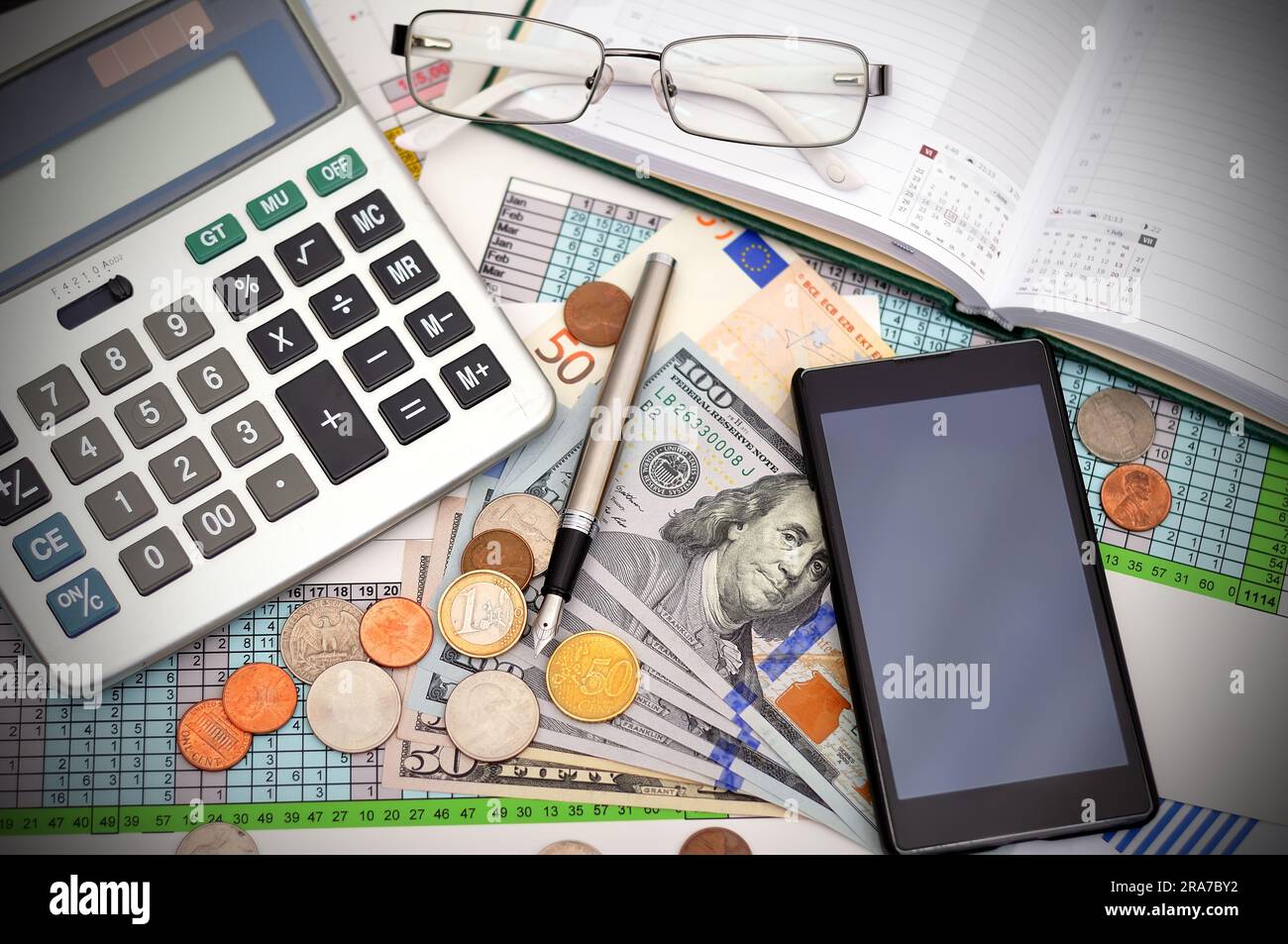 Calculator on euro accounting hi-res stock photography and images - Alamy