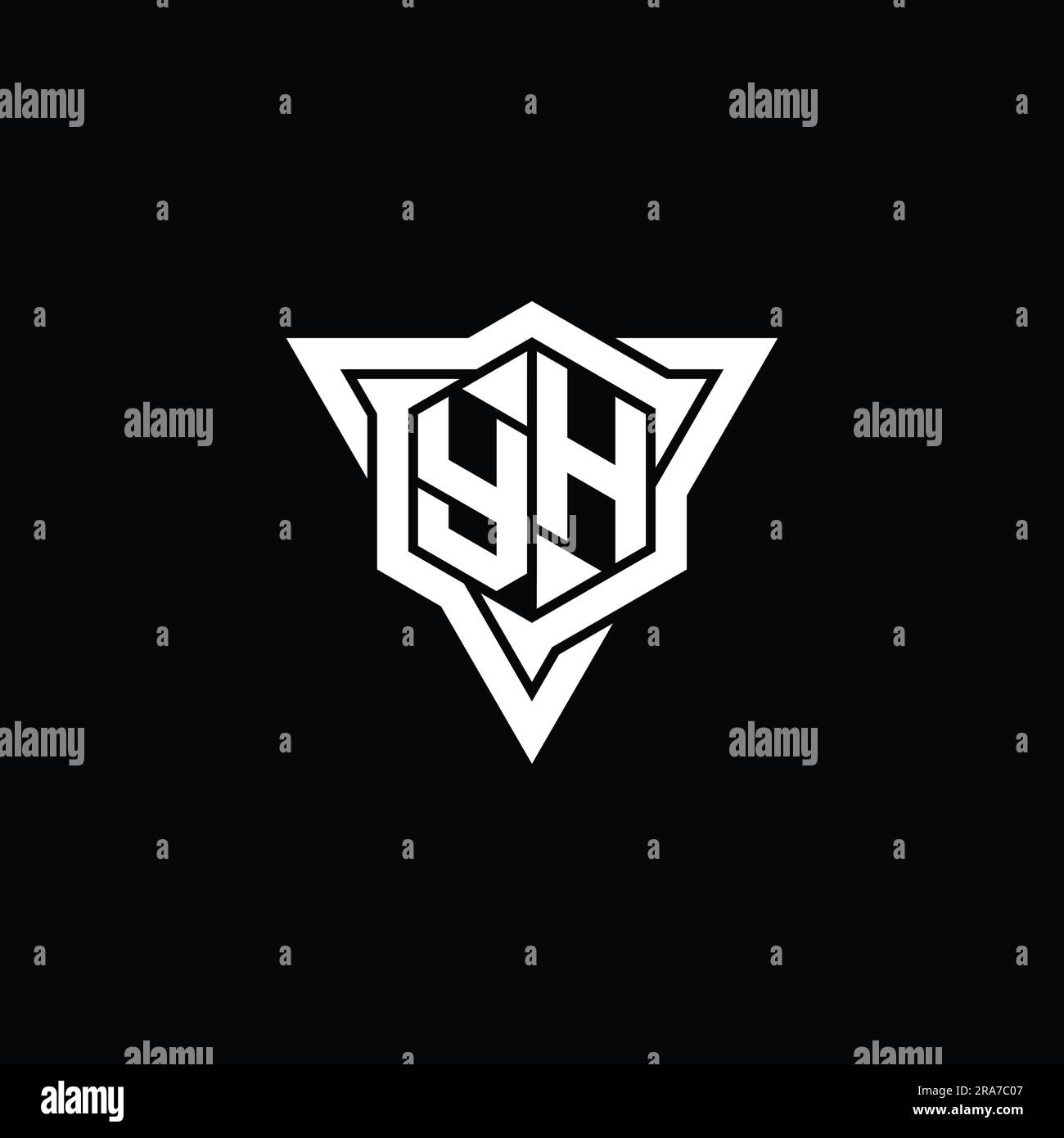 YH Letter Logo monogram hexagon shape with triangle outline sharp slice ... YH Letter Logo monogram hexagon shape with triangle outline sharp slice ...