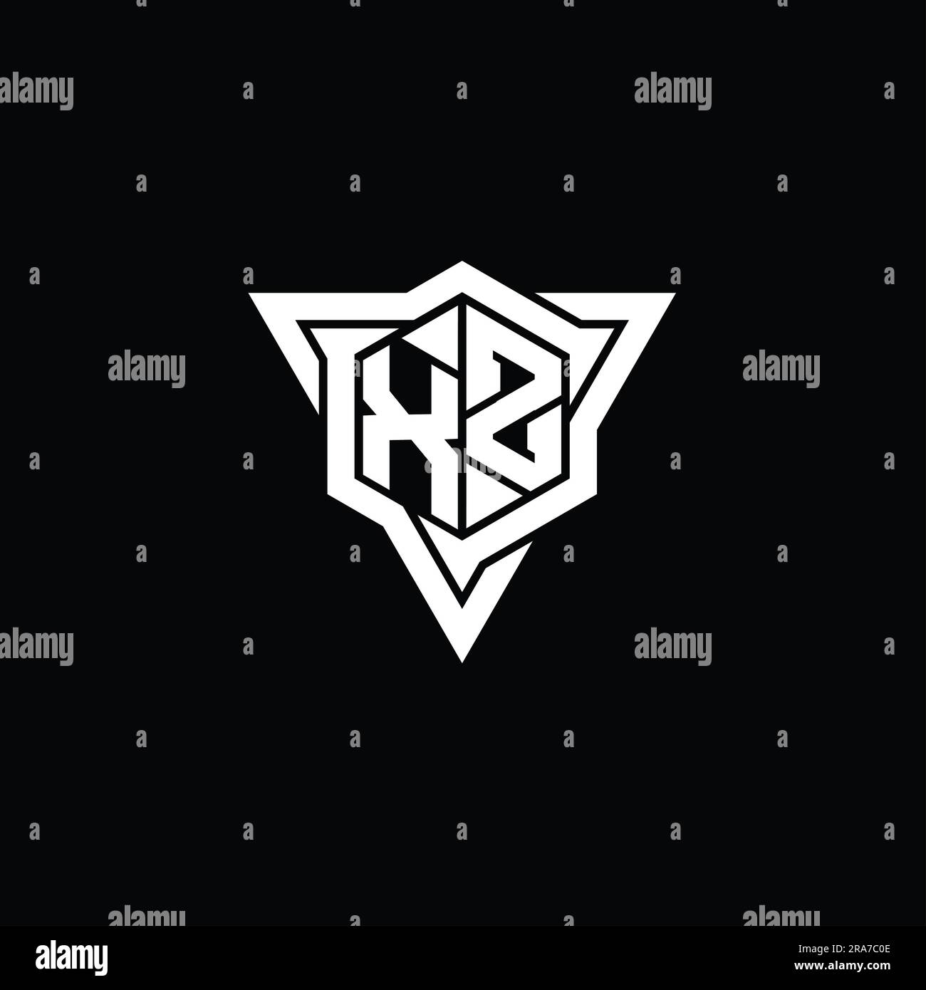 Xz Letter Logo Monogram Hexagon Shape With Triangle Outline Sharp Slice Style Design Template