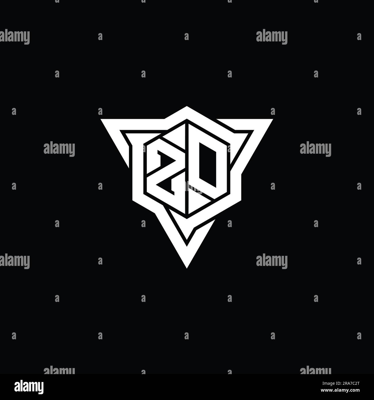 Zd Letter Logo Monogram Hexagon Shape With Triangle Outline Sharp Slice Style Design Template
