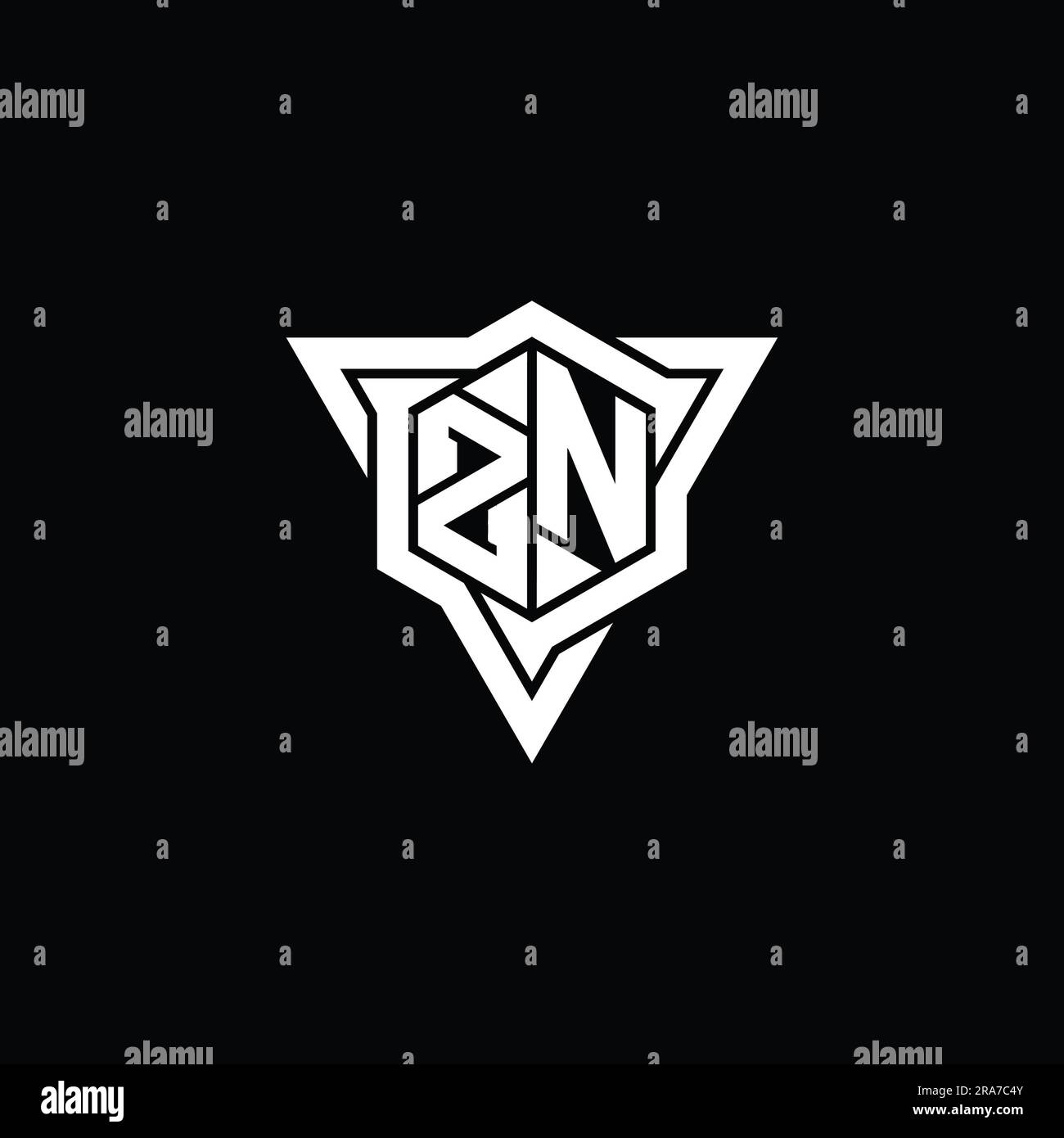 Zn Letter Logo Monogram Hexagon Shape With Triangle Outline Sharp Slice Style Design Template