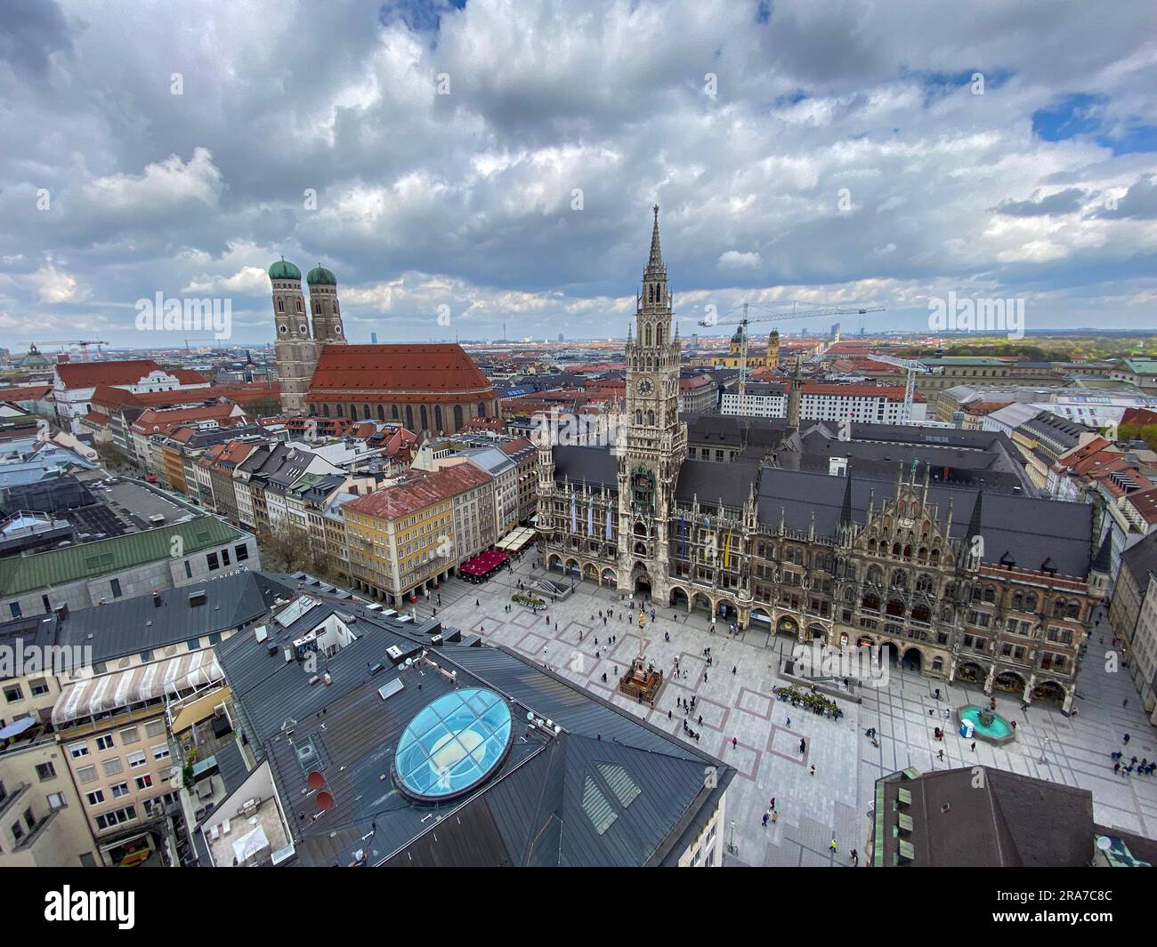 View of Frauenkirche and Marienplatz as seen from the top St. Peter's ...