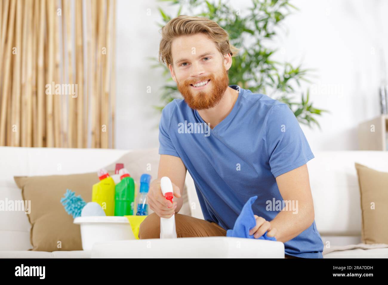 House cleaning bearded man hi-res stock photography and images - Alamy