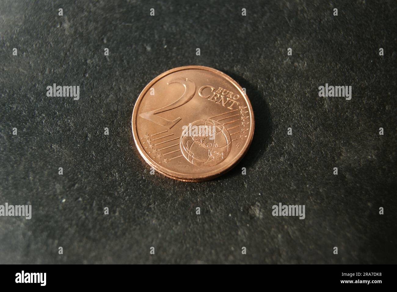 European currency. New shiny 2 euro cent coin Stock Photo - Alamy