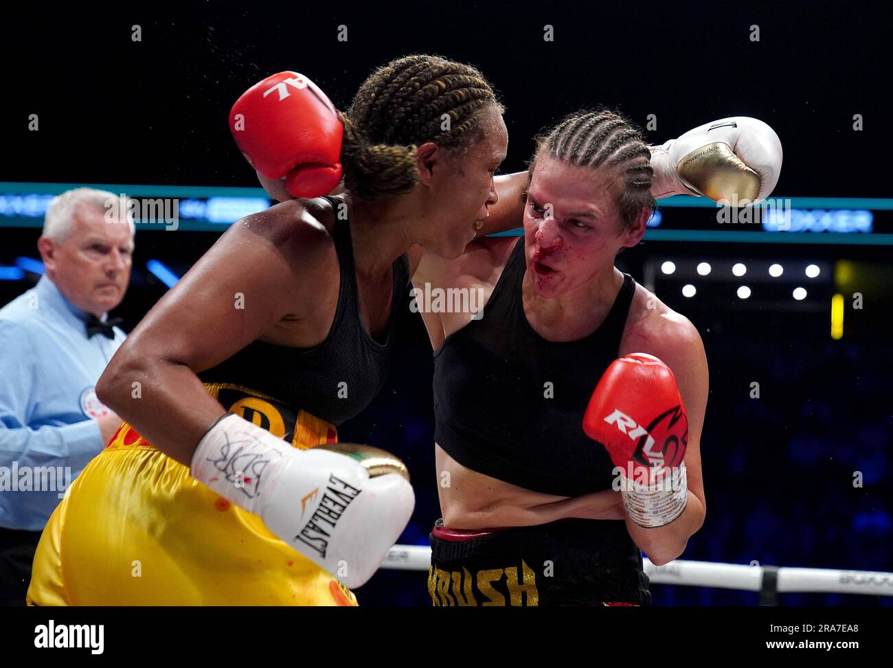 Natasha Jonas (left) and Kandi Wyatt in action during their IBF ...
