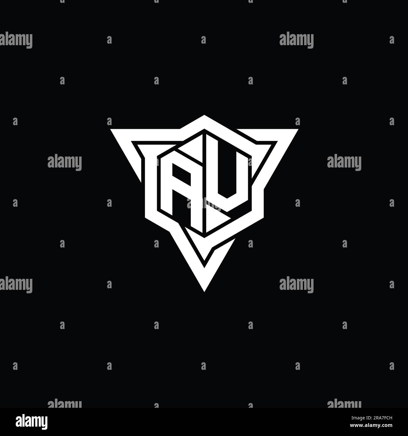Av Letter Logo Monogram Hexagon Shape With Triangle Outline Sharp Slice Style Design Template