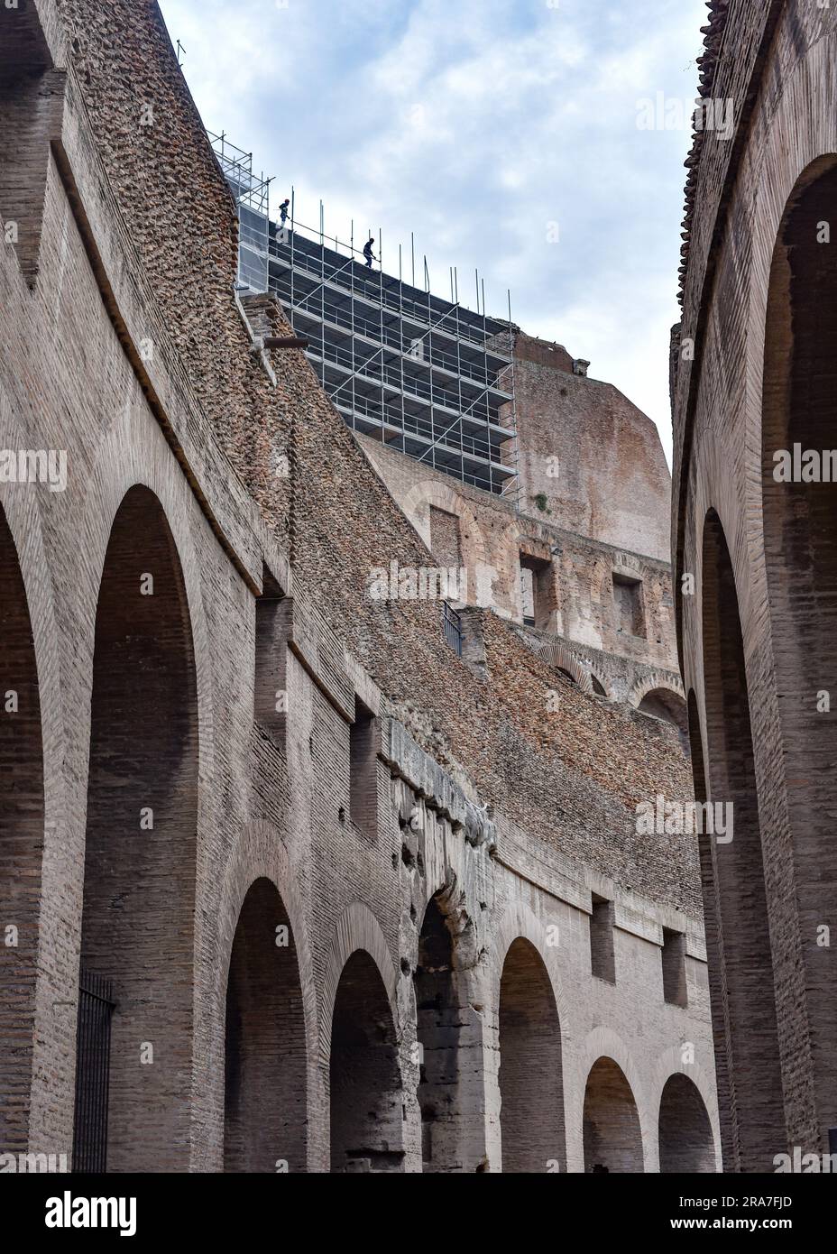 Rome, Italy - 24 Nov, 2022: Scaffolding for restoration work at the ...