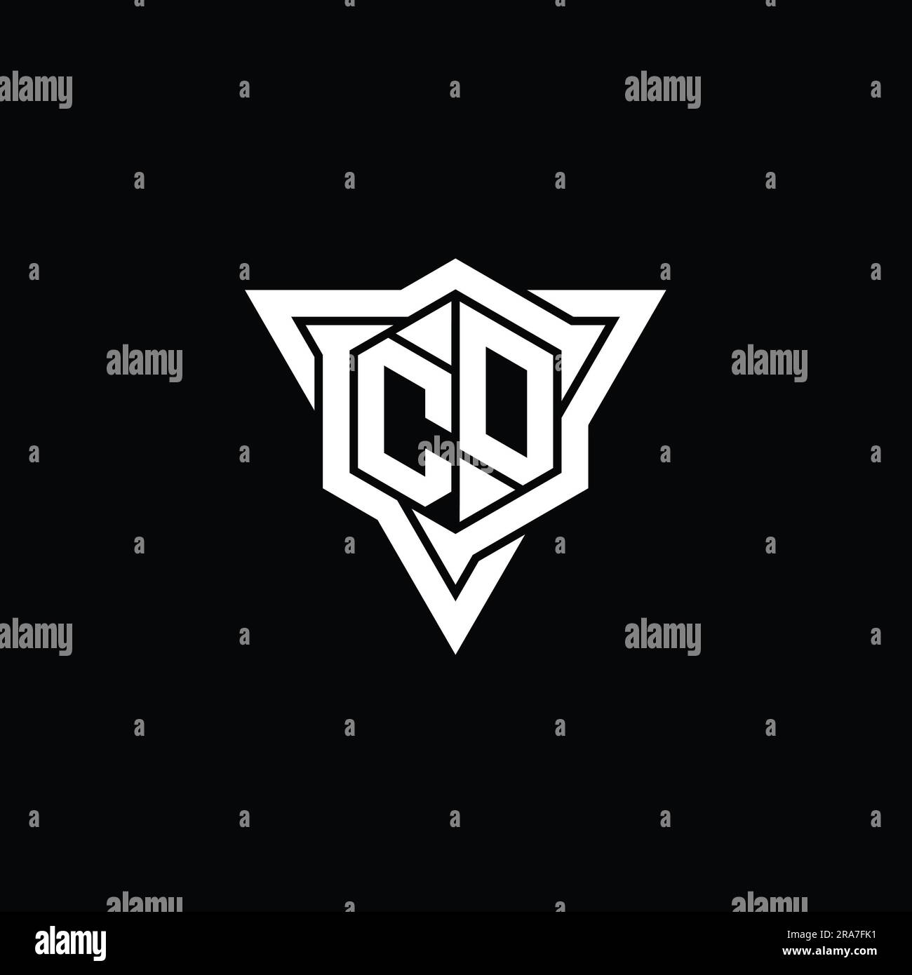 CD Letter Logo monogram hexagon shape with triangle outline sharp slice ...