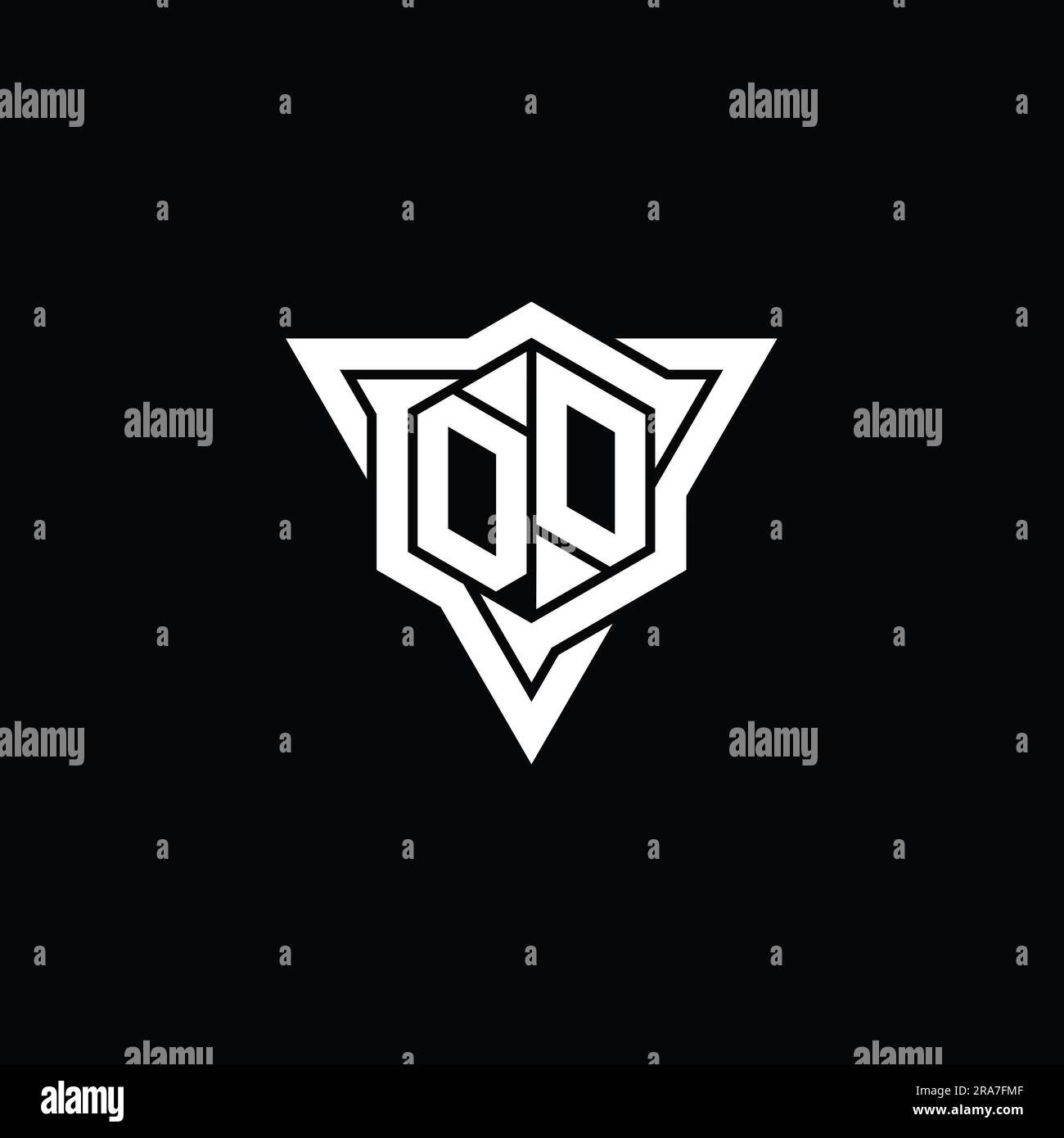 DD Letter Logo monogram hexagon shape with triangle outline sharp slice style design template ...