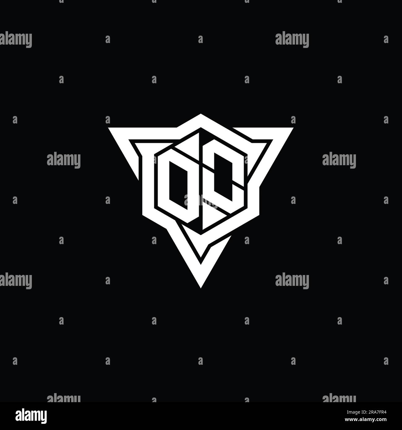 Do Letter Logo Monogram Hexagon Shape With Triangle Outline Sharp Slice Style Design Template