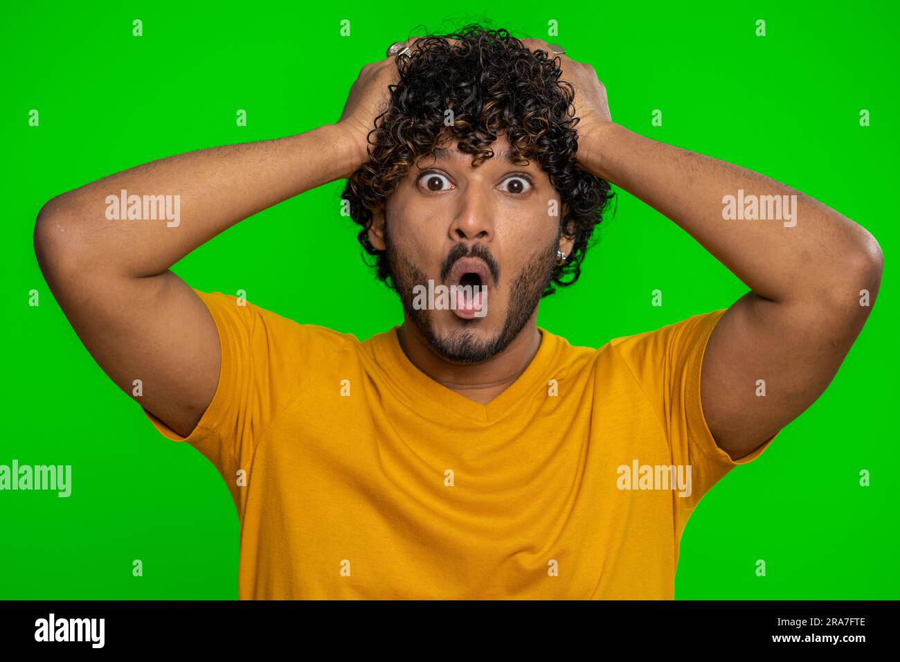 Oh my God, Wow. Excited amazed winner man raising hands in surprise ...