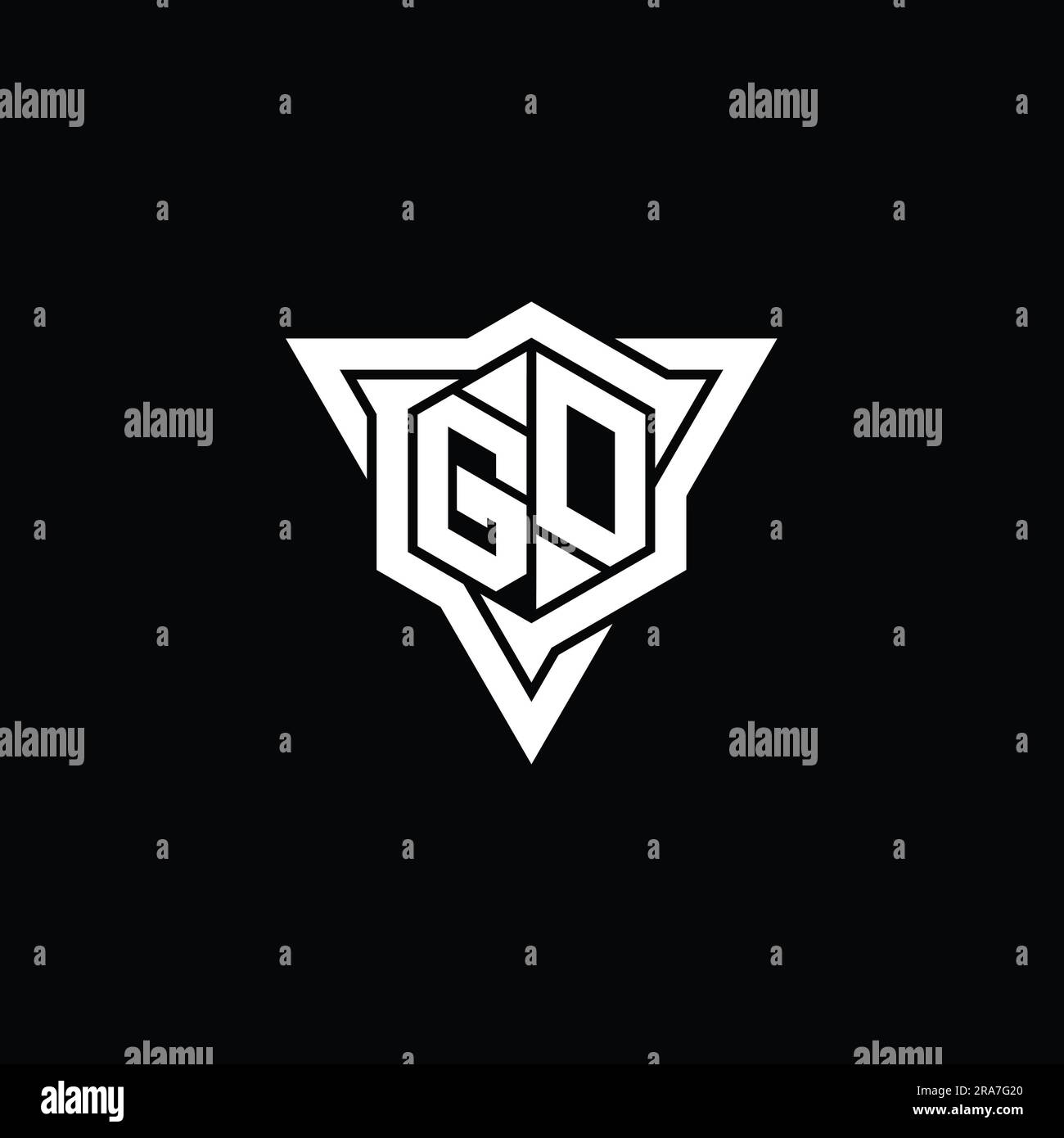 GD Letter Logo monogram hexagon shape with triangle outline sharp slice ...