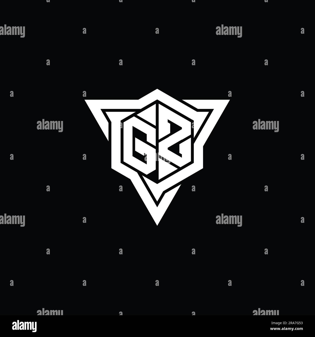 Gz Letter Logo Monogram Hexagon Shape With Triangle Outline Sharp Slice Style Design Template