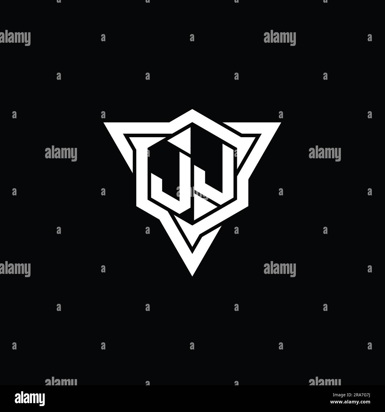 Jj Letter Logo Monogram Hexagon Shape With Triangle Outline Sharp Slice Style Design Template