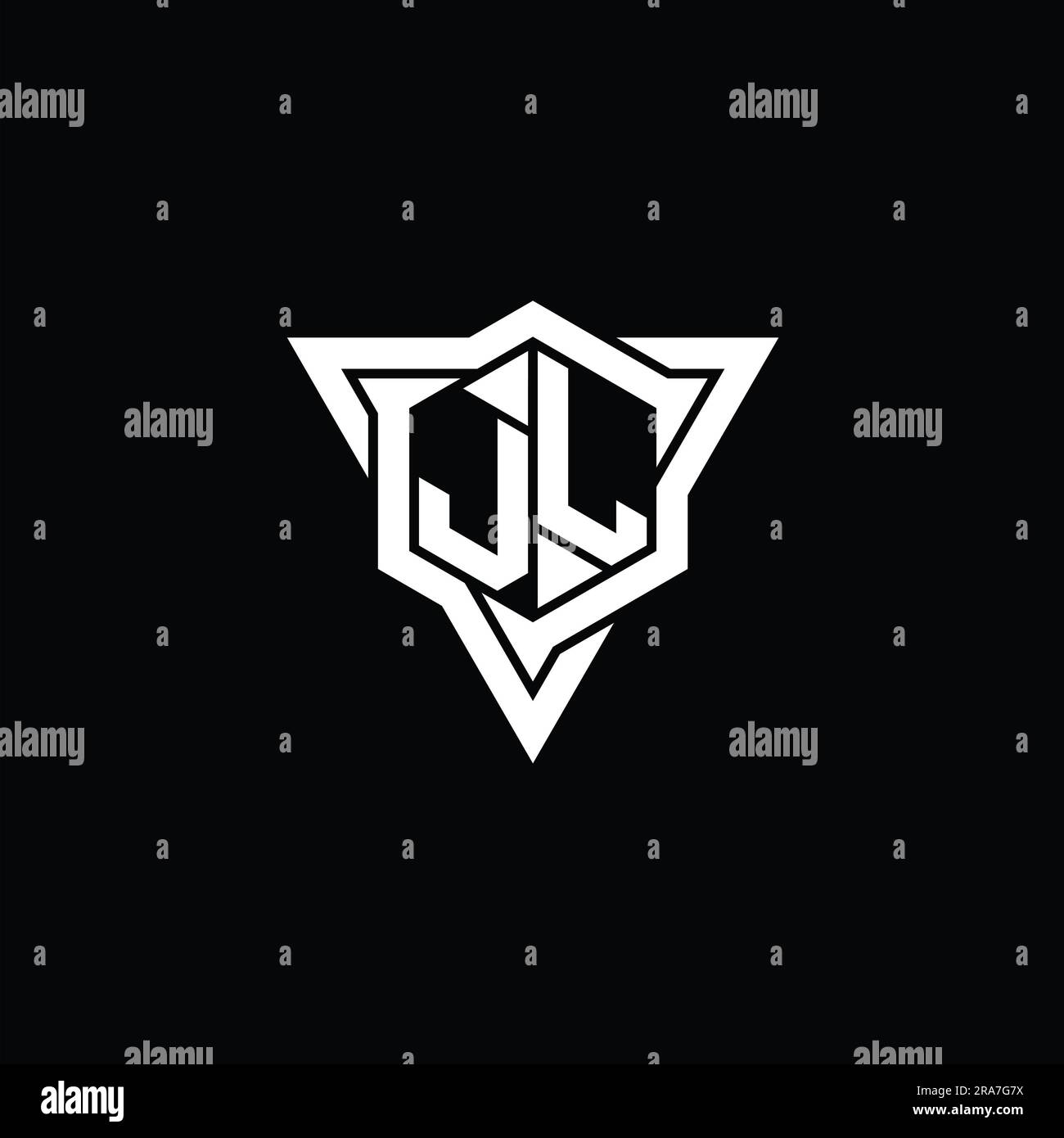 Jl Letter Logo Monogram Hexagon Shape With Triangle Outline Sharp Slice Style Design Template