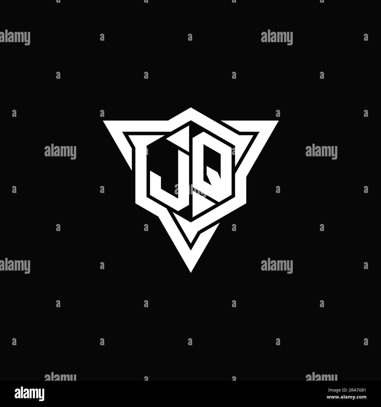 Jq Letter Logo Monogram Hexagon Shape With Triangle Outline Sharp Slice Style Design Template