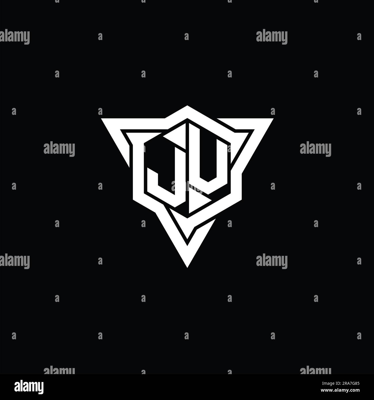 Jv Letter Logo Monogram Hexagon Shape With Triangle Outline Sharp Slice Style Design Template