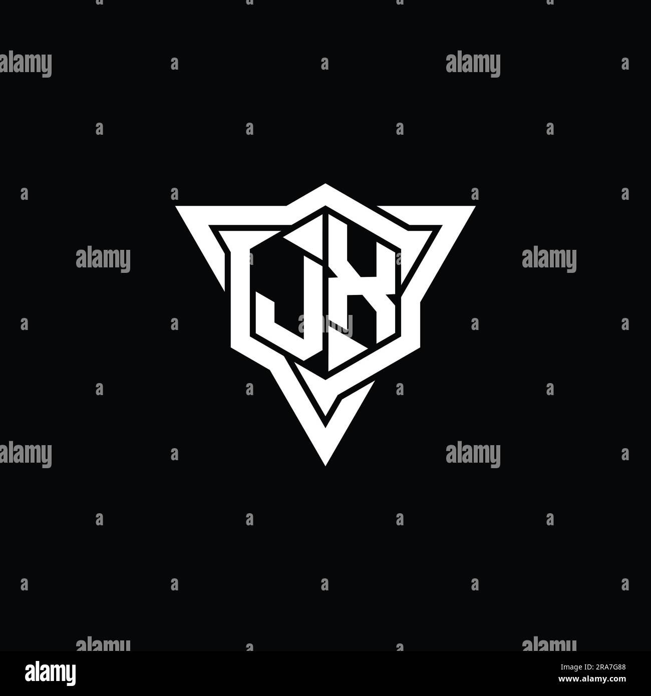 JX Letter Logo monogram hexagon shape with triangle outline sharp slice ...