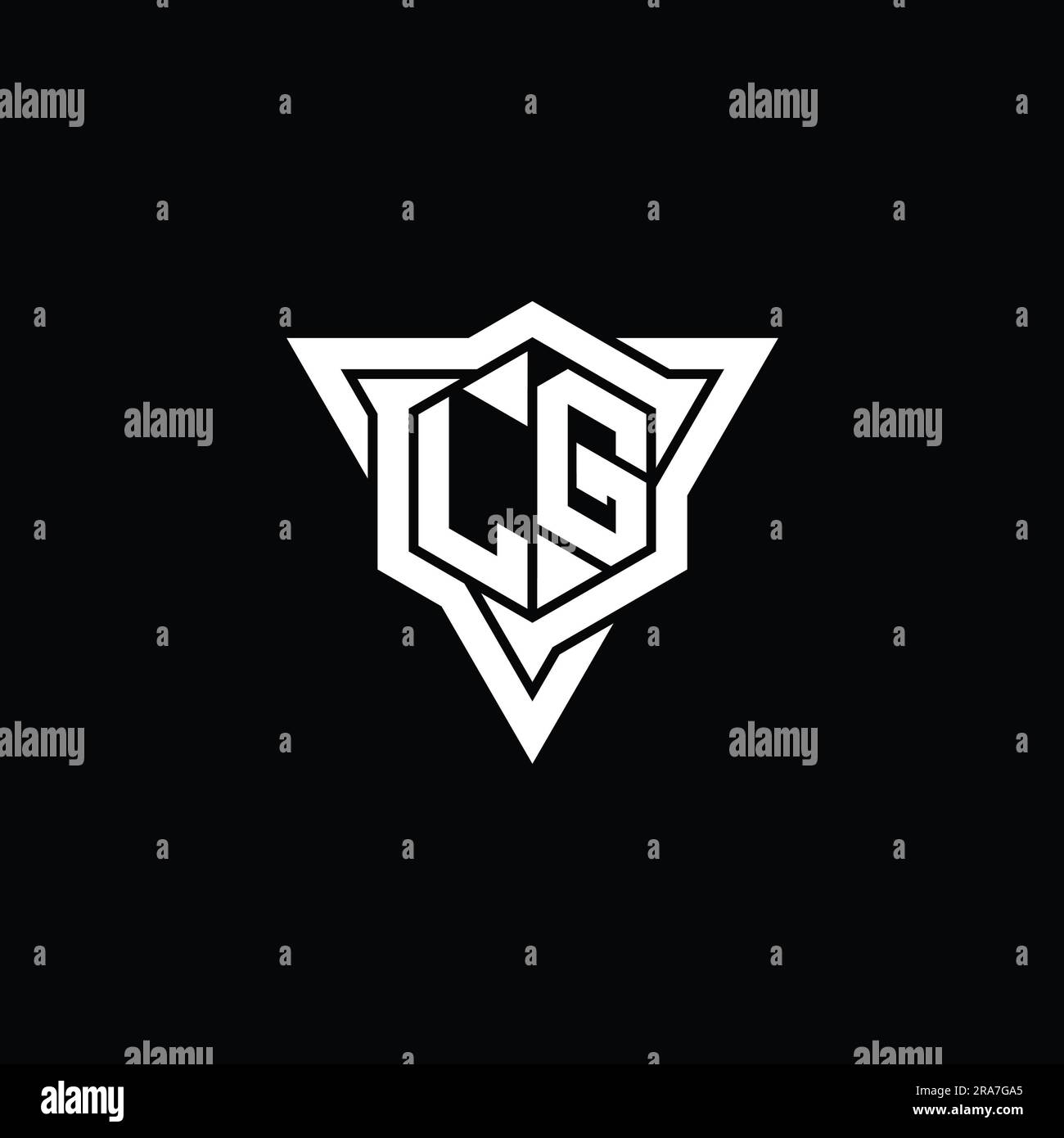 Lg Letter Logo Monogram Hexagon Shape With Triangle Outline Sharp Slice Style Design Template