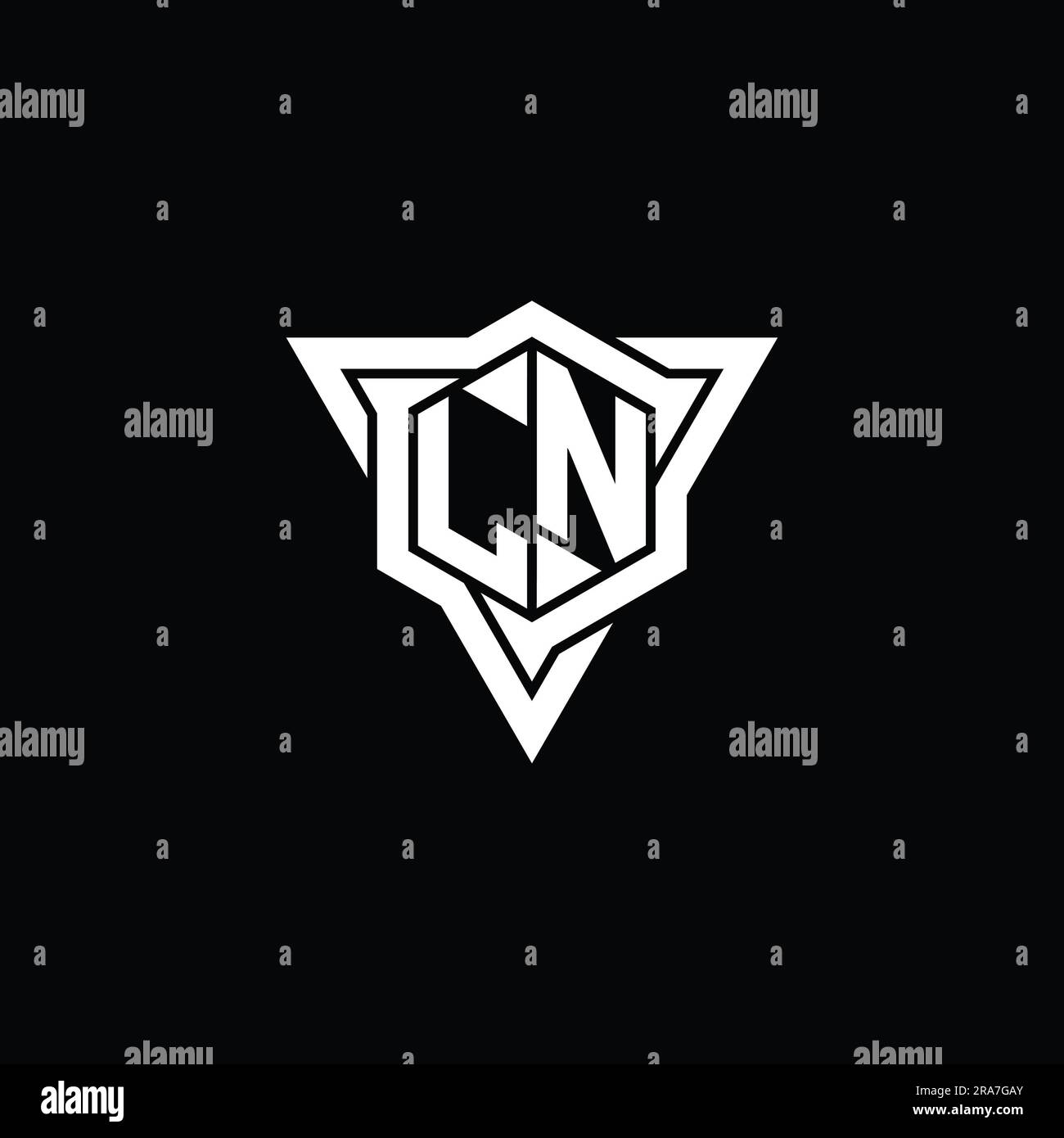LN Letter Logo monogram hexagon shape with triangle outline sharp slice ...