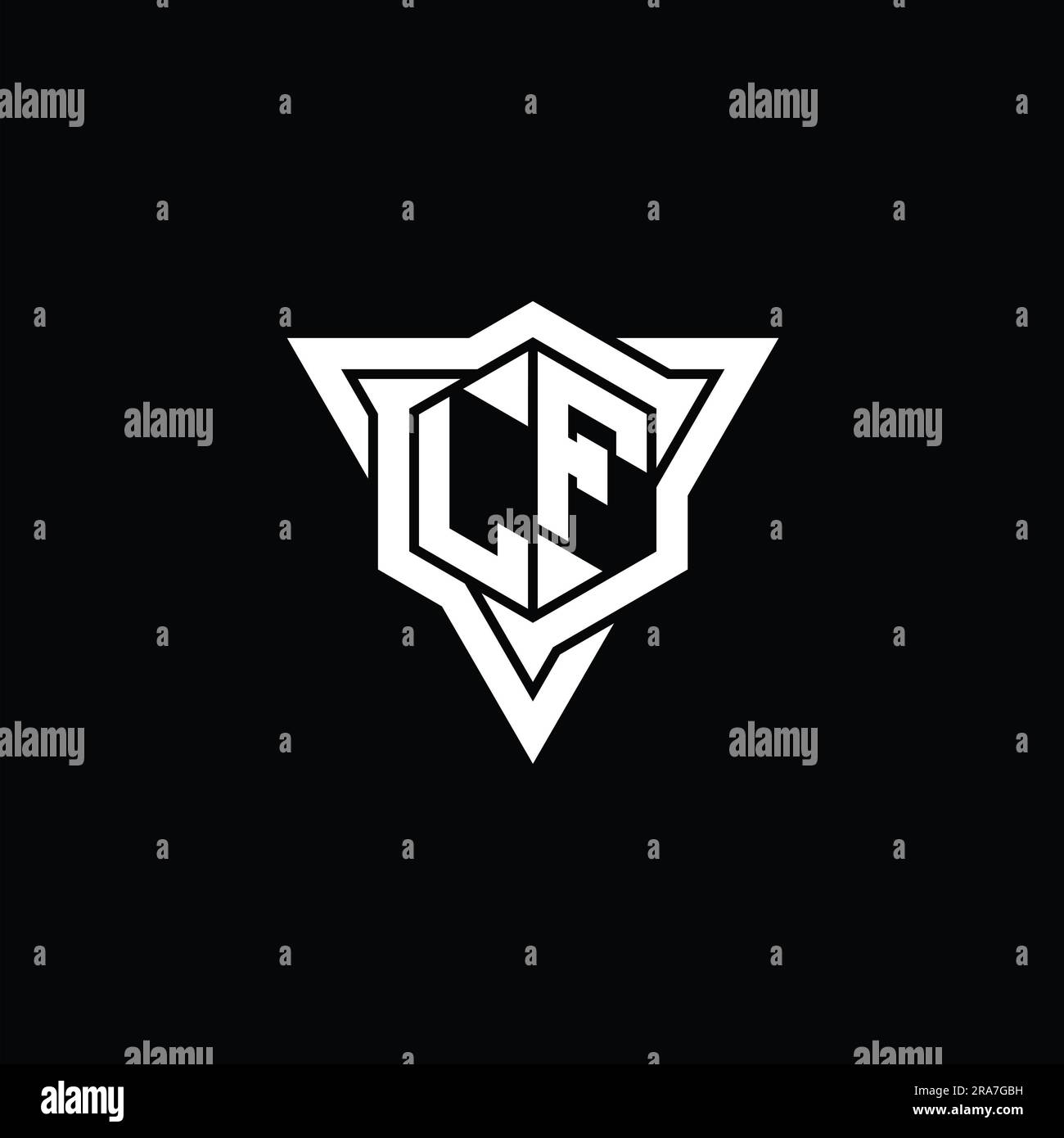Lf Letter Logo Monogram Hexagon Shape With Triangle Outline Sharp Slice Style Design Template